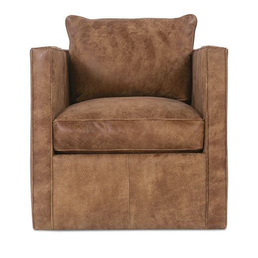 Brown Leather Rothko Swivel Chair - Rowe Furniture