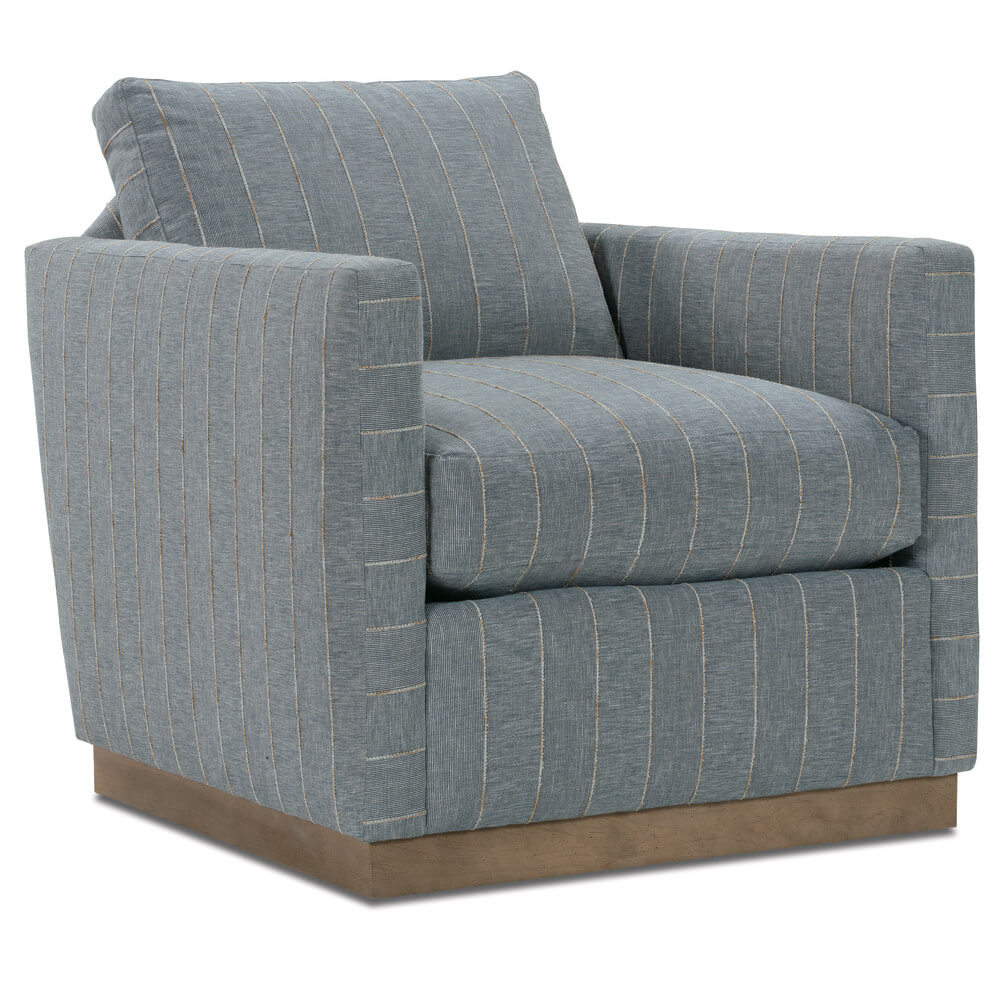 Quick Ship Allie Swivel - Indigo Kid-proof Stripe - Rowe Furniture