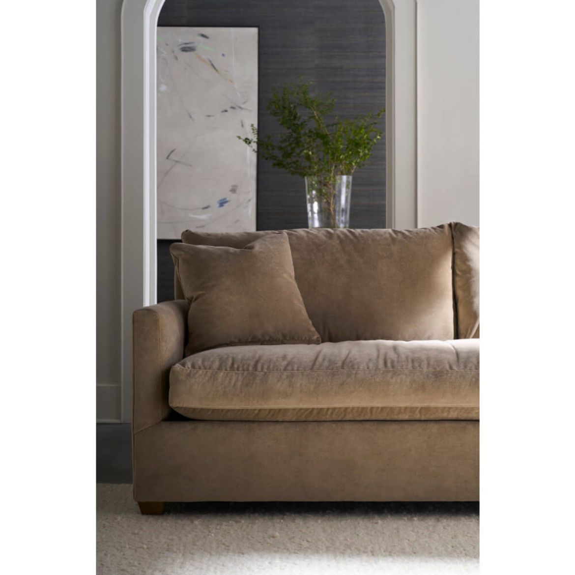 89 Lilah Sofa Fawn Brushed Velvet Rowe Furniture