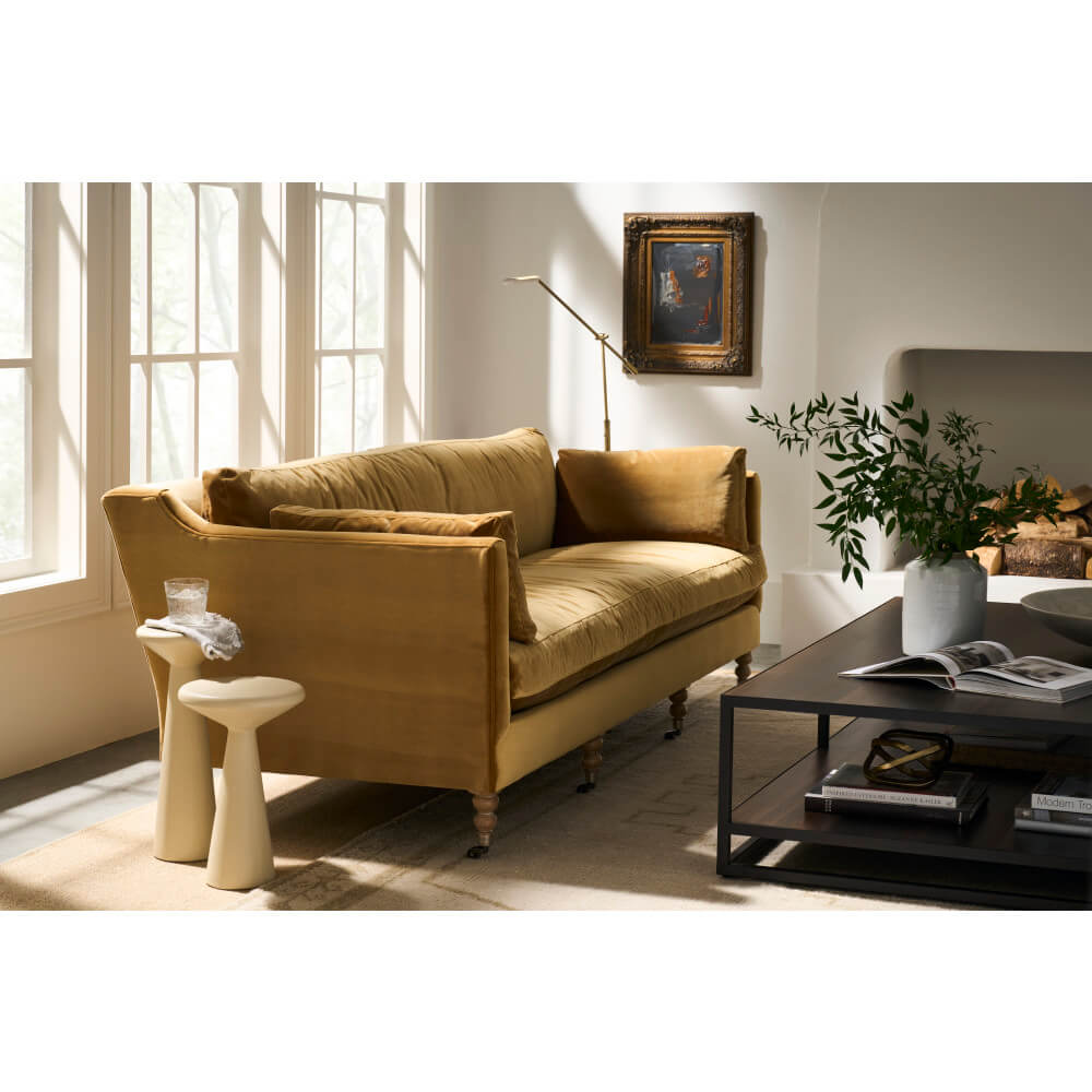 90” Madeline Sofa - Antiqued Amber Velvet - Rowe Furniture