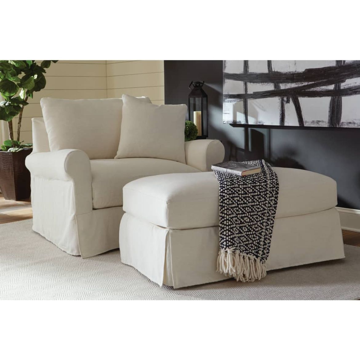 Aberdeen Slipcovered Ottoman - Rowe Furniture